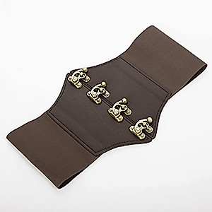 Scarlet Darkness Corset Belt for Women Steampunk Goth Pirate Buckles Wide Waist Cincher Brown XL