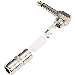 HUASEN TS Mono Plug,1/4" 90 Degree Right Angle Plug, 6.35mm Heavy Duty TS Mono Male Solder Type Jack Connector for DJ Mixer Speaker Cables Guitar Cables Microphone Cables (Right Angle TS Plug)