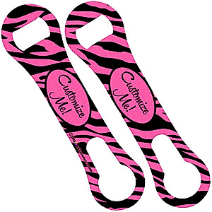 BarConic Customizable V-Rod Bottle Opener - Glitter Zebra Print