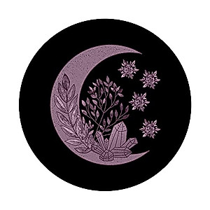 Witchcore Crescent Moon Crystal Flowers Dark Goth Witch PopSockets Swappable PopGrip