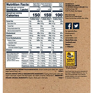 QUAKER Instant Oatmeal, USDA Organic, Non-GMO Project Verified, 3 Flavor Variety Pack, Individual Packets, 32 Count (Pack of 1)