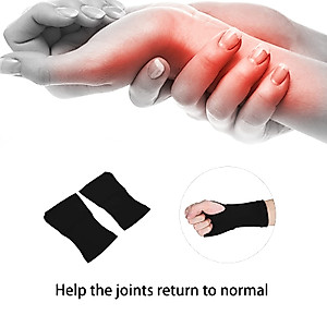 Wrist Support Compression Sleeve Wrist Palm Hand Elastic Brace for Carpal Tunnel, Wrist Pain, Arthritis, Black (1 Pair)(L)