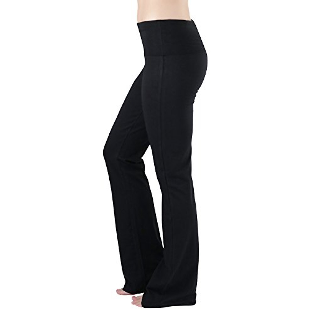 ToBeInStyle Women's Premium Fold Over Yoga Flare Pants - Black - Large