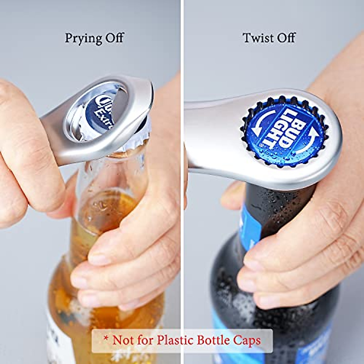 KITCHENDAO Magnetic Beer Bottle Opener for Refrigerator, Twist-off/Pry-off Opener, Pop-can Opener, Heavy Duty Steel Die-Cast Construction with Magnets, Stick to Fridge for Easy Storage, Gift for Men