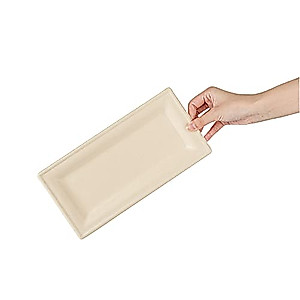 Restaurantware Pulp Safe No PFAS Added 10 x 5.1 Inch Rectangle Plates 100 Disposable Plates - Home Compostable Microwavable And Freezable Bagasse Plates For Hot And Cold Foods
