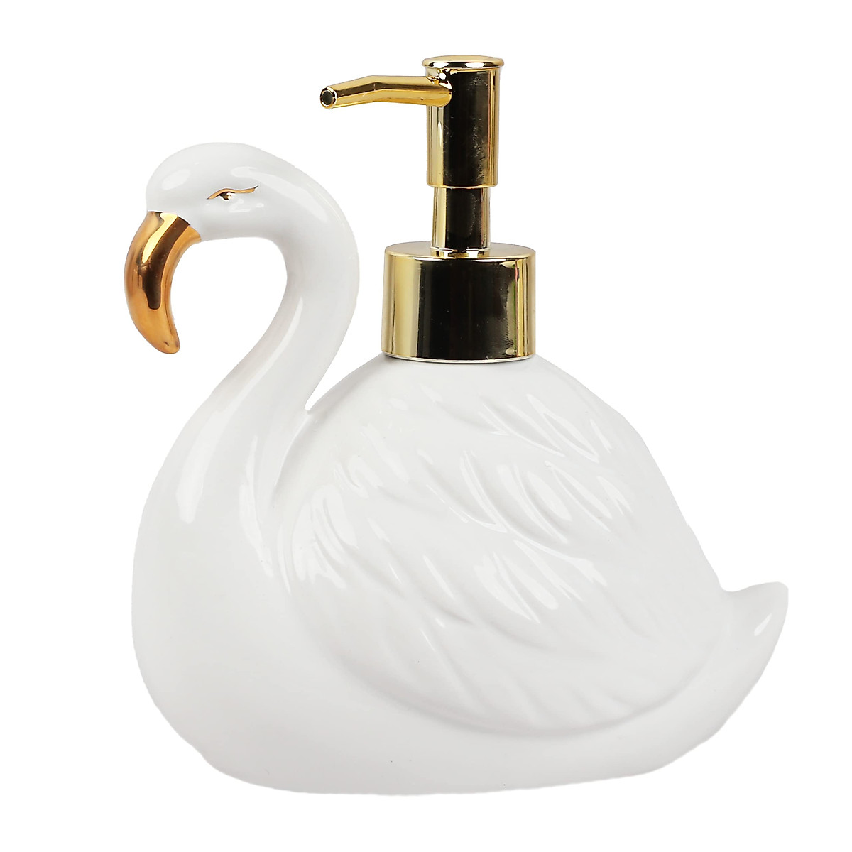 Flamingo Soap Dispenser with Pump for Bathroom or Kitchen Sink - White Swan