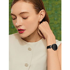 Shesyuki Luxury Genuine Watch Band with Case Compatible with Samsung Galaxy Watch 4&5 40mm 44mm，20mm Band with Glitter Screen Protector Case,Metal D-Shape Leather watch strap for Women