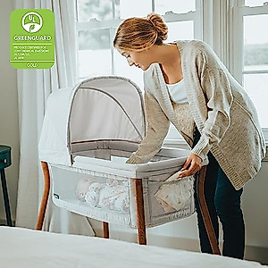 Chicco LullaGo® Anywhere LE Portable Bassinet, Space-Saving Baby Bassinet with Canopy, Waterproof Mattress and Fitted Sheet, Travel Bassinet for Baby Includes Carry Bag | Serene/Beige