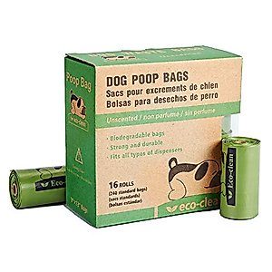 ECO-CLEAN Poop Bags Biodegradable, 16 Rolls/240 Bags, Dog Waste Bags, Unscented, Leak-Proof, Easy Tear- Off