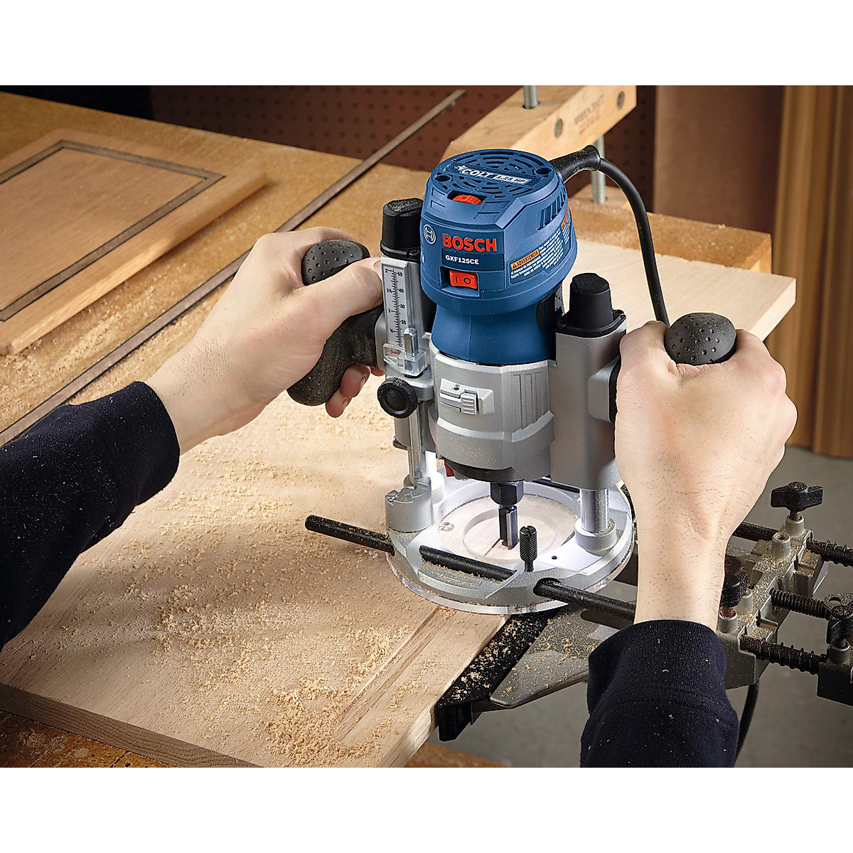 Bosch GKF125CEPK Colt 1.25 HP (Max) Variable-Speed Palm Router Combination Kit , Blue, 5.8 x 11 x 10.5 inches