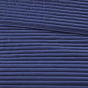 Madison Park Marina Comforter Quilt Combo Set - Modern Luxury Design, All Season Down Alternative Bedding, Matching Shams, Decorative Pillows, King/Cal King(104"x92") Seersucker Blue 8 Piece