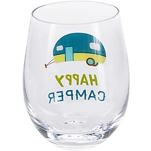Pavilion - Happy Camper - 18 Oz Stemless Wine Glass