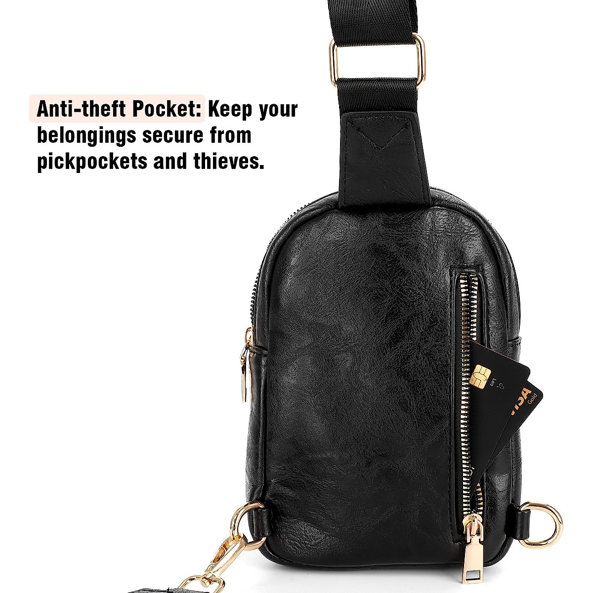 XZQTIVE Small Sling Bag for Women Fashion Crossbody Bag for Women Leather Crossbody Purse Fanny Pack Chest Bag for Travel, Black