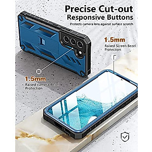 SOiOS for Samsung Galaxy S22 Protective Case: Military Grade Drop Proof Protection Mobile Phone Cover with Kickstand | Rugged Shockproof TPU Matte Textured Sturdy Phone Bumper (Blue)