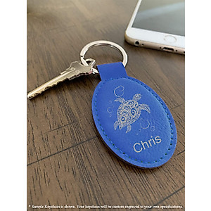 LaserGram Oval Keychain, Old Farm Tractor, Personalized Engraving Included (Dark Blue)