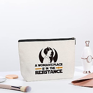 kdxpbpz Feminist Gifts, A Woman’s Place Is in the Resistance, Feminist Makeup Bag Gift for Women Sister Girls Friend, Empowerment Empowered Woman, Sci-fi Movie Fan Gift, Travel Toiletry Zipper Pouch
