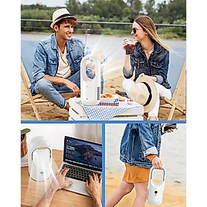 RELEXNOW 13.8" Bladeless Desk Fan - 6 Speed Modes, Small Bladelss rechargeable fan with 6000mAh Battery, Quite Office fan, Easy to Clean & Touch Control, Desk Fan Small Quite for Office, Bedroom