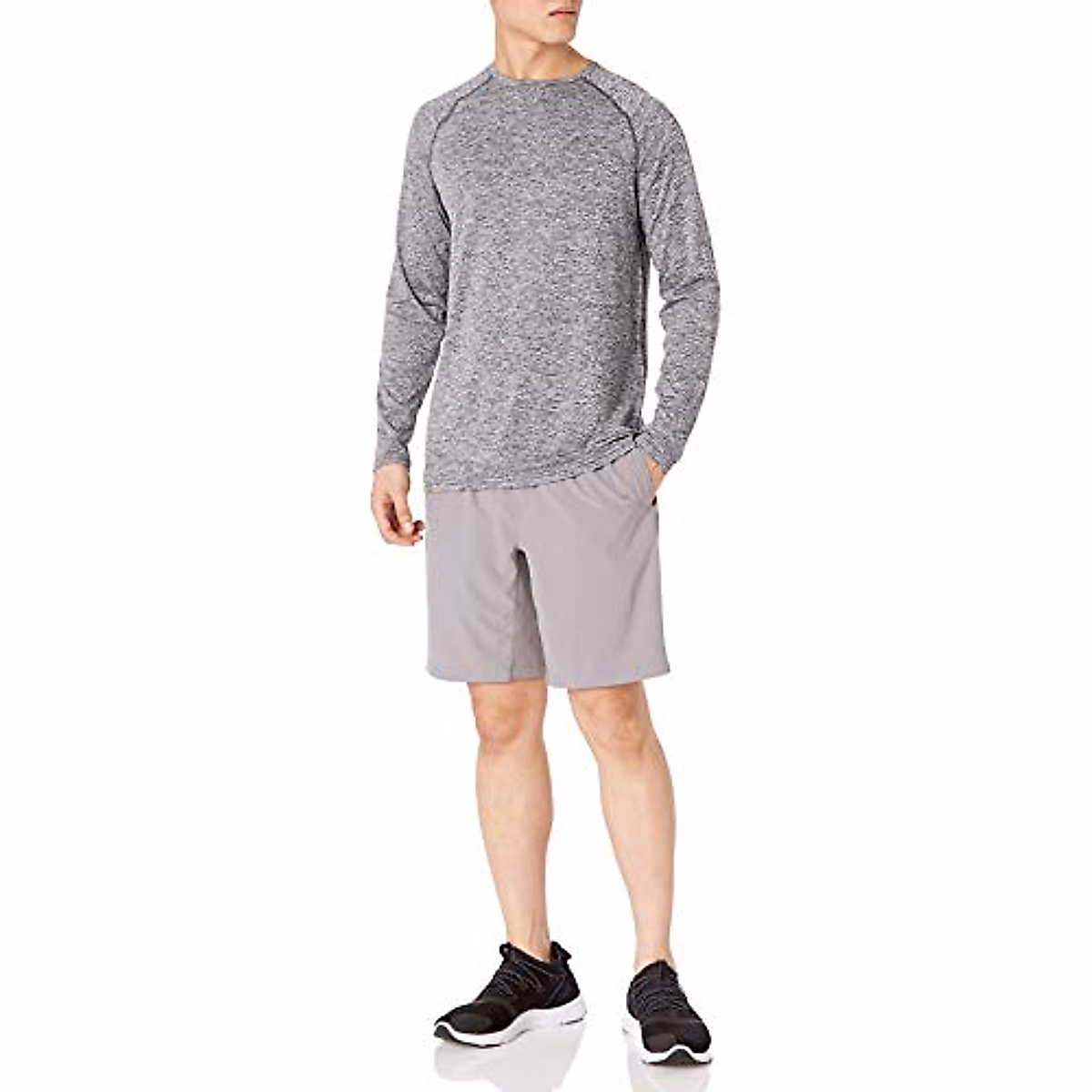 Amazon Essentials Men's Tech Stretch Long-Sleeve T-Shirt (Available in Big&Tall), Dark Grey Heather, Large