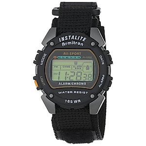 Armitron Sport Men's 406623 Chronograph Round Gray and Black Nylon Strap Digital Watch