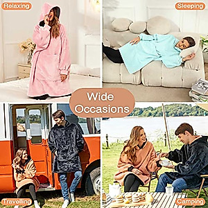Jezero Oversized Blanket Hoodie for Women, Reversible Wearable Blanket Adult, Snuggle Sherpa Fleece Blanket Sweatshirt