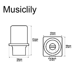 Musiclily Pro Inch Size Top Hat Guitar Telecaster Switch Tips 3-Way Pickup Selector Switch Knobs for US Fender Tele Style, Black (Set of 2)