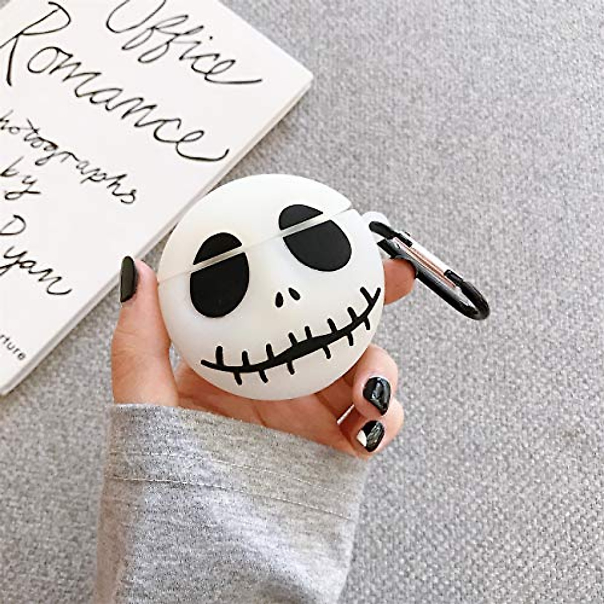 Jowhep Case for AirPod Pro 2019/Pro 2 Gen 2022 Cartoon Cute Silicone Cover with Keychain Fashion Funny Soft Skin for Air Pods Pro Girls Boys Kids Shell Cases for AirPods Pro Luminous Skull