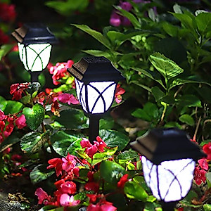 Yomxjs 6 Pack LED Solar Landscape Garden Lights Solar Pathway Lights Outdoor, Waterproof Solar Powered Pathway Lights for Yard, Patio, Landscape, Walkway (Cool White)
