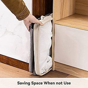 TECHMILLY 72L Large Laundry Hamper with Removable Bag, Collapsible Laundry Basket with Rope Handles, Dirty Clothes Hamper for Bedroom, Living Room, Clothes Toys Organizer, Grey