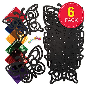 Baker Ross FE154 Butterfly Stained Glass Craft Kits - Pack of 6, Arts and Crafts for Kids to Decorate and Display, Make Your Own Decorations