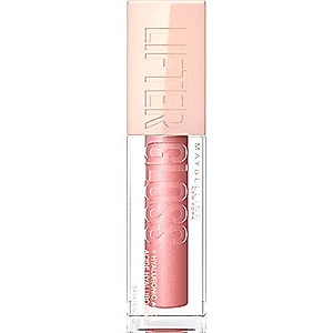 Maybelline Lifter Gloss, Hydrating Lip Gloss with Hyaluronic Acid, High Shine for Plumper Looking Lips, Moon, Nude Pink, 0.18 Ounce