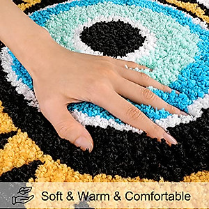 LIVEBOX Evil Eye Bathroom Rug, 20''x32'' Soft Absorbent Bath Mat Washable Microfiber Bath Rugs for Shower, Non-Slip Black Kitchen Rug Thick Shaggy Bathroom Mat for Tub