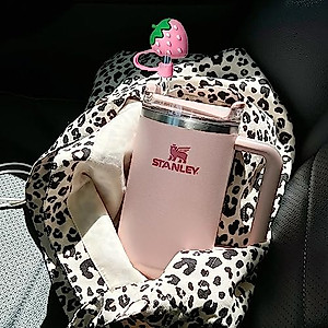 SEEZIZI 3 pcs Pink Straw Covers Cap Toppers Compatible with Stanley 30&40 oz Tumbler Cups,Reusable Cute Silicone Straw Tips Lids Protectors for 0.4 in/10mm Stanley Cups Straws Accessories