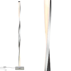 Brightech Helix LED Floor lamp, Bright Floor Lamp for Living Rooms & Bedrooms, 48" Tall Pole Lamp, Dimmable Standing Lamp - Platinum Silver