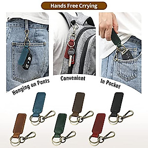 Jack&Chris Genuine Leather Car Keychain, Universal Key Fob Keychain, Leather Key Chain Holder for Men and Women, 2 Keyrings and Carabiner Clip, JC306-Green