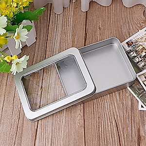 HELYZQ Clear Window Top Metal Tin Can Box Silver Blank Storage Case Crafts Survival Kit