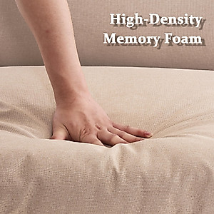 Fahomiss Mid Century Modern Accent Chair, Steel Armchair, Fabric Lounge Chair for Living Room, Bedroom, Home Office in Microfiber Upholstery, (Beige)