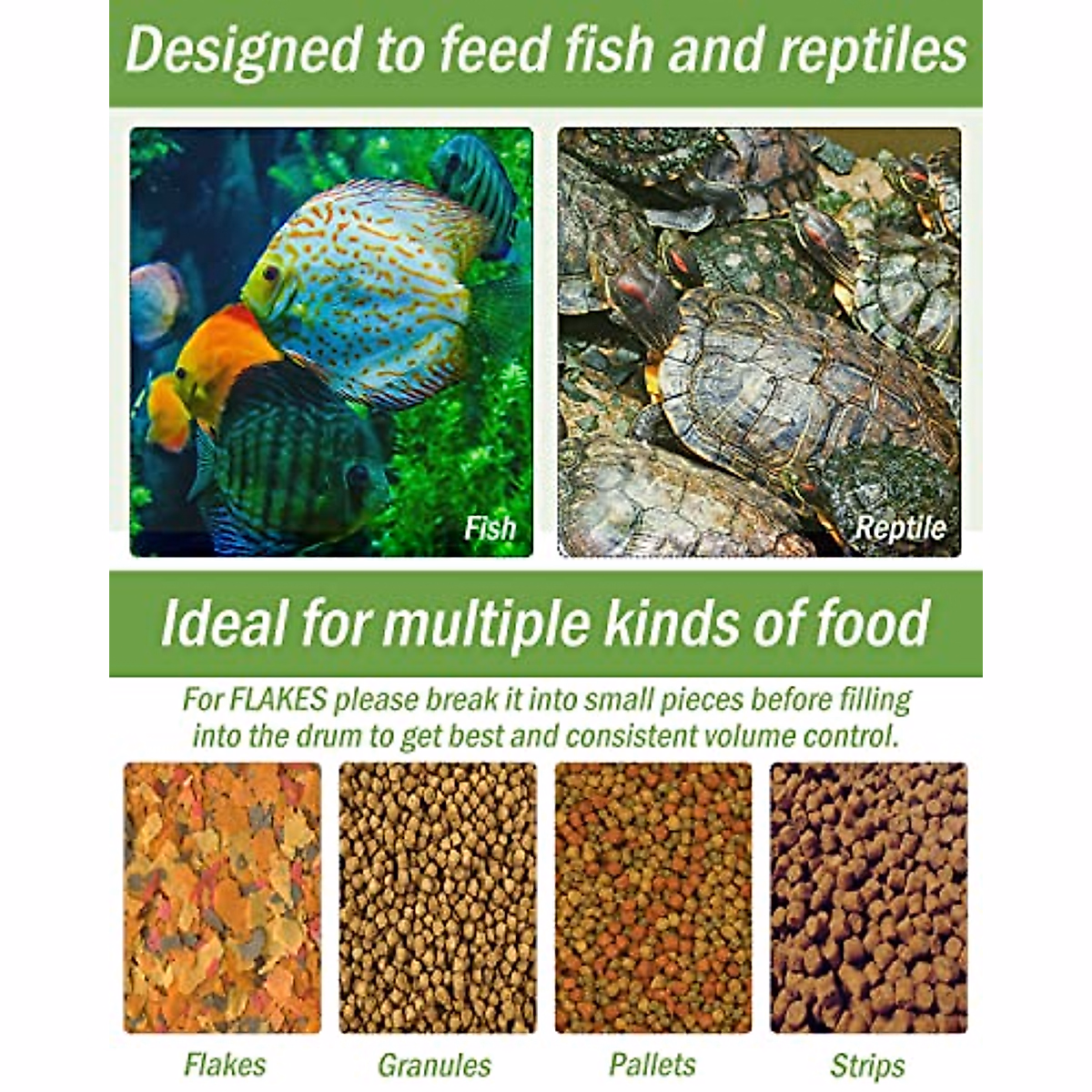 AquaMiracle Automatic Fish Feeder for Aquarium, Fish Feeder Automatic Dispenser with Timer Fish Food Timer Fish Food Vacation Feeder Auto Fish Feeder, for Granules Pallets Strips, Volume Adjustable