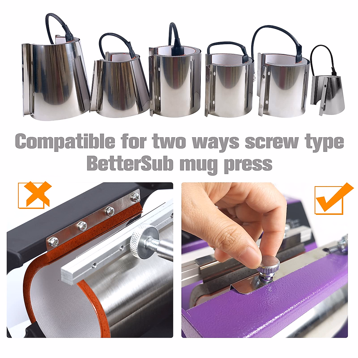 BetterSub Mug Cup Press Heating Transfer Attachment Silica Gel 110V for Heat Press Machine Transfer Sublimation Conical 3oz Shot Glass