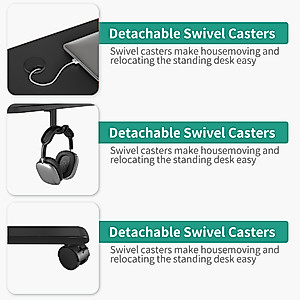 EleTab Standing Desk, 63 x 24 Inch Electric Stand up Height Adjustable Home Office Table, Sit Stand Desk with Splice Board, Black Frame & Espresso Desktop