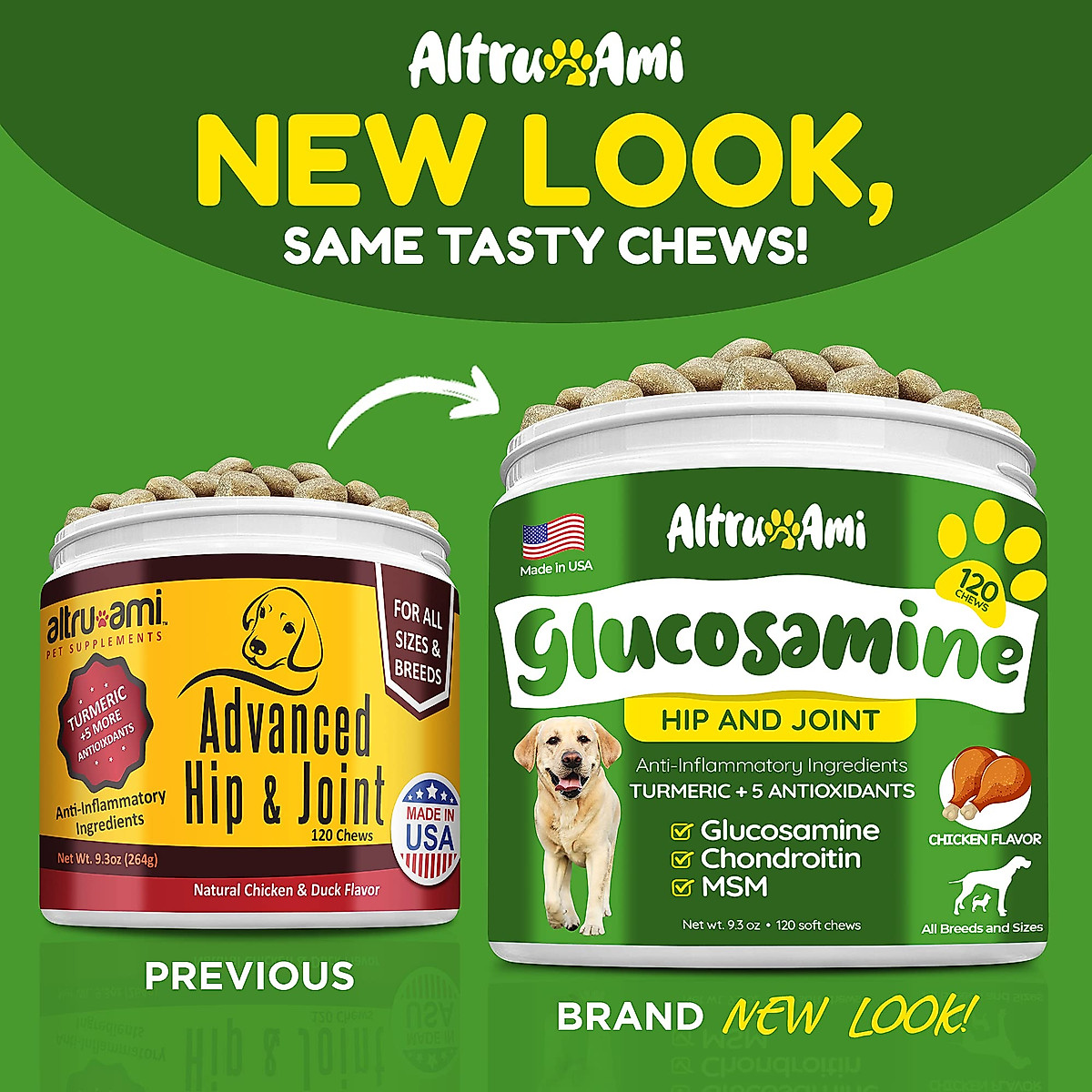 Glucosamine for Dogs - Hip & Joint Supplement for Dogs - Arthritis Pain Relief Chews with Chondroitin, MSM, Turmeric, Vitamin C & E - for Large, Medium & Small Dog - Health Supplies Made in USA