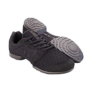 Very Fine Unisex Dance Sneakers - VFSN024 and Foldable Brush Bundle - Black - 10 Women/9 Men
