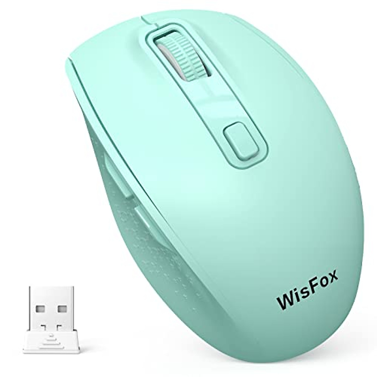 WisFox Bluetooth Mouse, Silent Wireless Mouse Come with 2 Modes (Bluetooth 3.0/5.0 + USB), Multi-Device Portable Cordless Mouse for Laptop, iPad, MacOS, PC, Windows, Android (Mint Green)