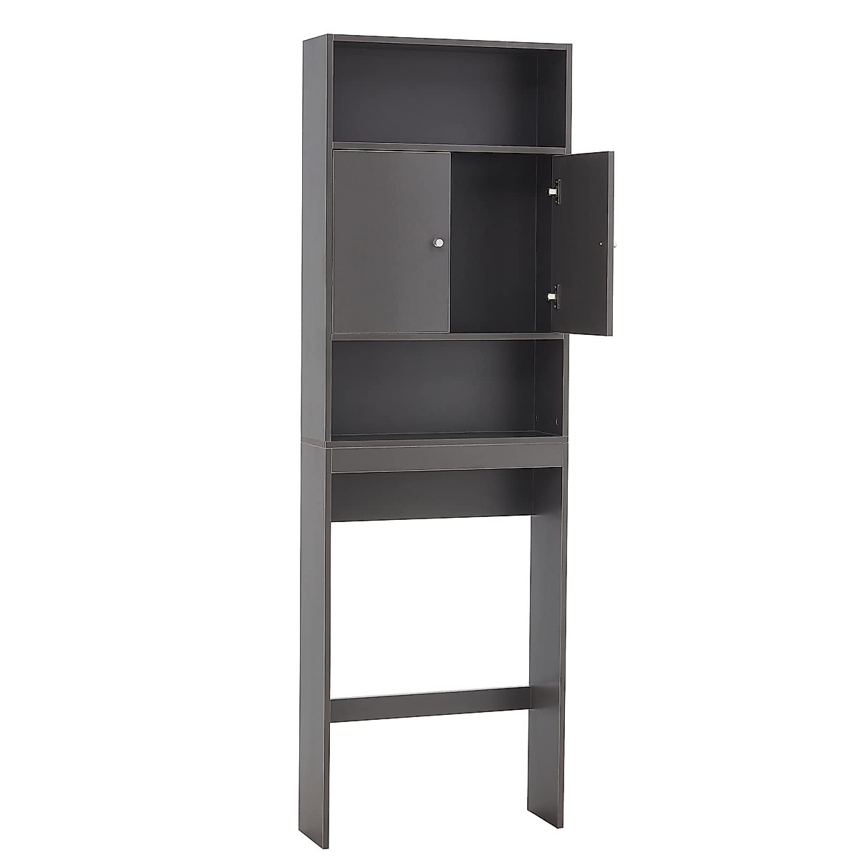 ME2 Bathroom Over The Toilet Storage, 77'' Taller Bathroom Organizer Shelf Space-Saving Collect Cabinet with Shelves and Double Doors, Grey