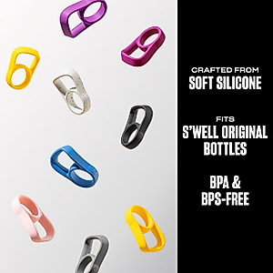 S'well Bottle Handle, Fits 9oz, 17oz, and 25oz Original Bottles, Onyx, Comfortable Carrying On The Go, Flexible Silicone Grip, BPA Free