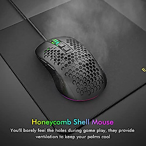 Mechanical Keyboard and Mouse, E-YOOSO Z-737 Wired Gaming Keyboard and Mouse with OUTEMU Blue Switches, 8000 DPI Honeycomb Mouse with Mouse Pad, Blue Backlit & RGB Sidelight 87 Keys Keyboard for PC