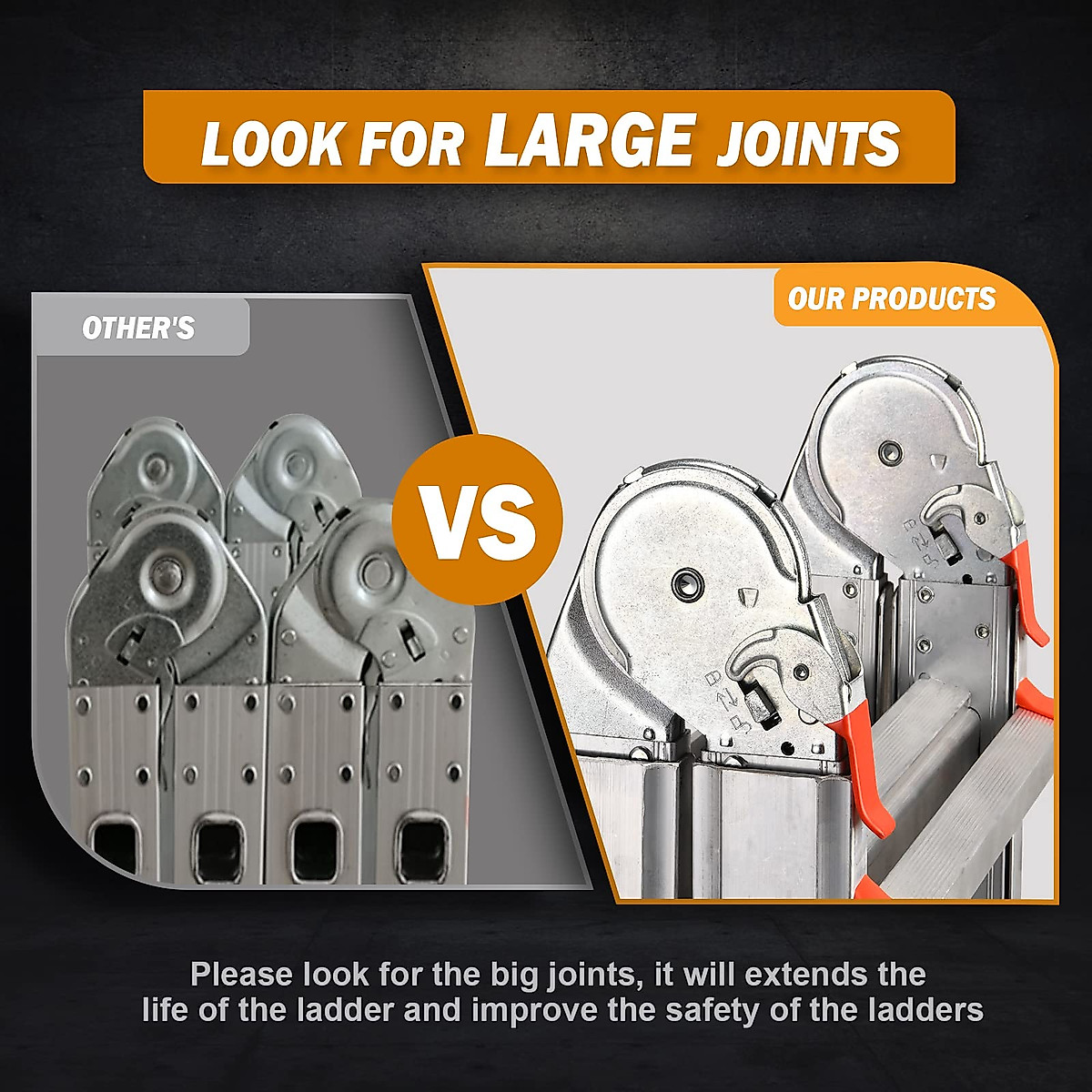 Soctone Ladder, A Frame 4 Step Extension Ladder, 14 Ft with Multi Position & Removable Tool Tray with Stabilizer Bar, 330 lbs Weight Rating Telescoping Ladder for Household or Outdoor Work