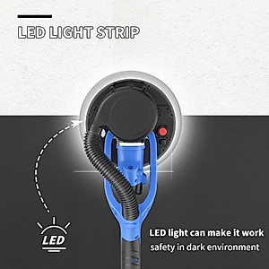 Drywall Sander with Vacuum Dust Collection, AZZUNO 7 Variable Speed 8.5A 750W Sander Tool, LED Light, Extendable Handle, 12pcs Sanding Discs