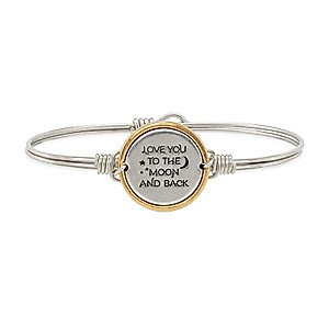 Luca + Danni Crystal I Love You to The Moon and Back Bangle Bracelet For Women - Silver Tone Regular Size Made in USA