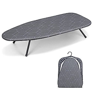 Duwee 12"x30"Table top Ironing Board with Thicken Felt Padding,Heat Resistant Cover,Foldable Ironing Boards with Stainless Steel Hook for Easy Storage
