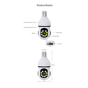 SXBCyan Wireless WiFi Light Bulb Camera,Security Camera for Home Surveillance,Spotlight E27 360 Degree Panoramic Wireless Security IP Camera (Size : 2mp Camera)